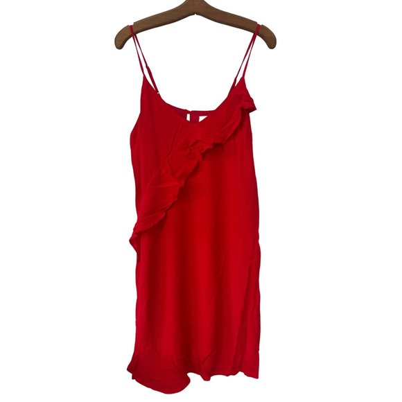Pinch | Dresses | Pinch Ruffle Slip Shift Dress Womens S Midi Red ...